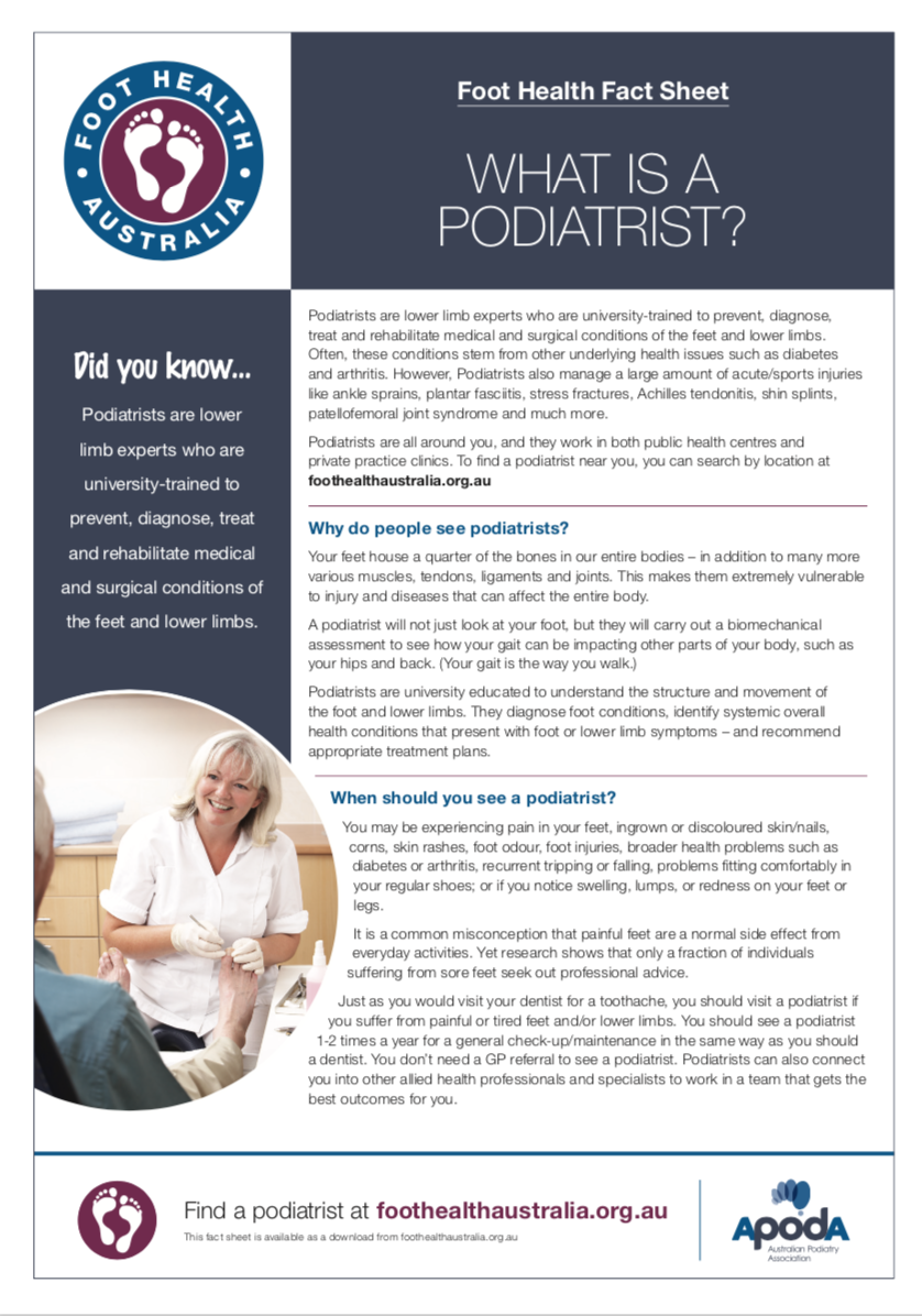 Foot Health Fact Sheets - APodA - Australian Podiatry Association Ltd